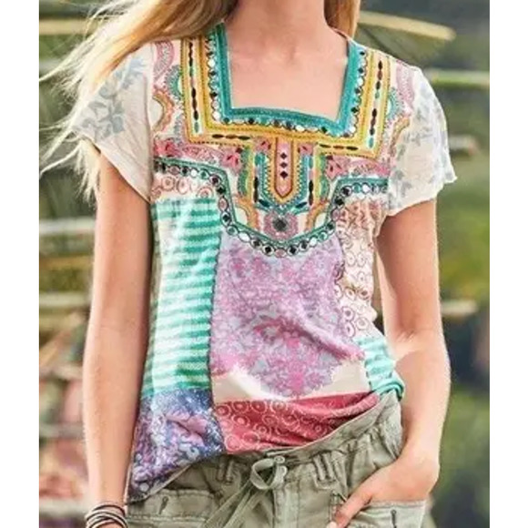 Sundance | Tops | Sundance World Citizen Patchwork Top Womens Sze S ...